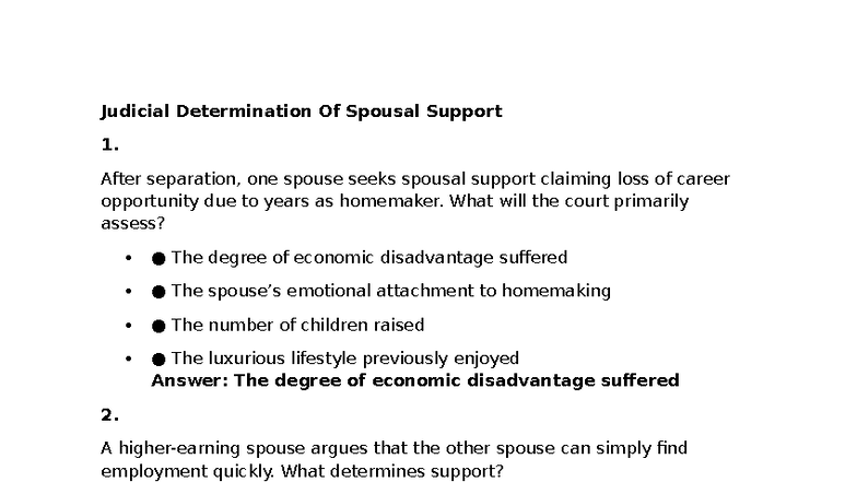Judicial Determination of Spousal Support: Key Factors and Court ...