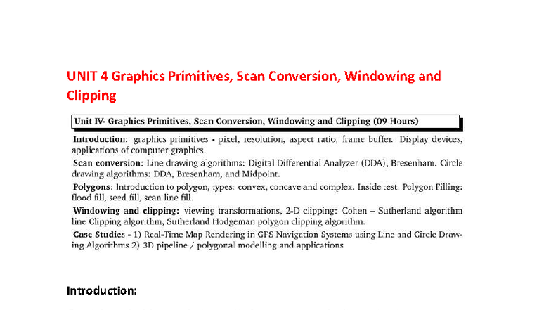 OOPCG UNIT 4: Graphics Primitives, Scan Conversion & Display Devices ...