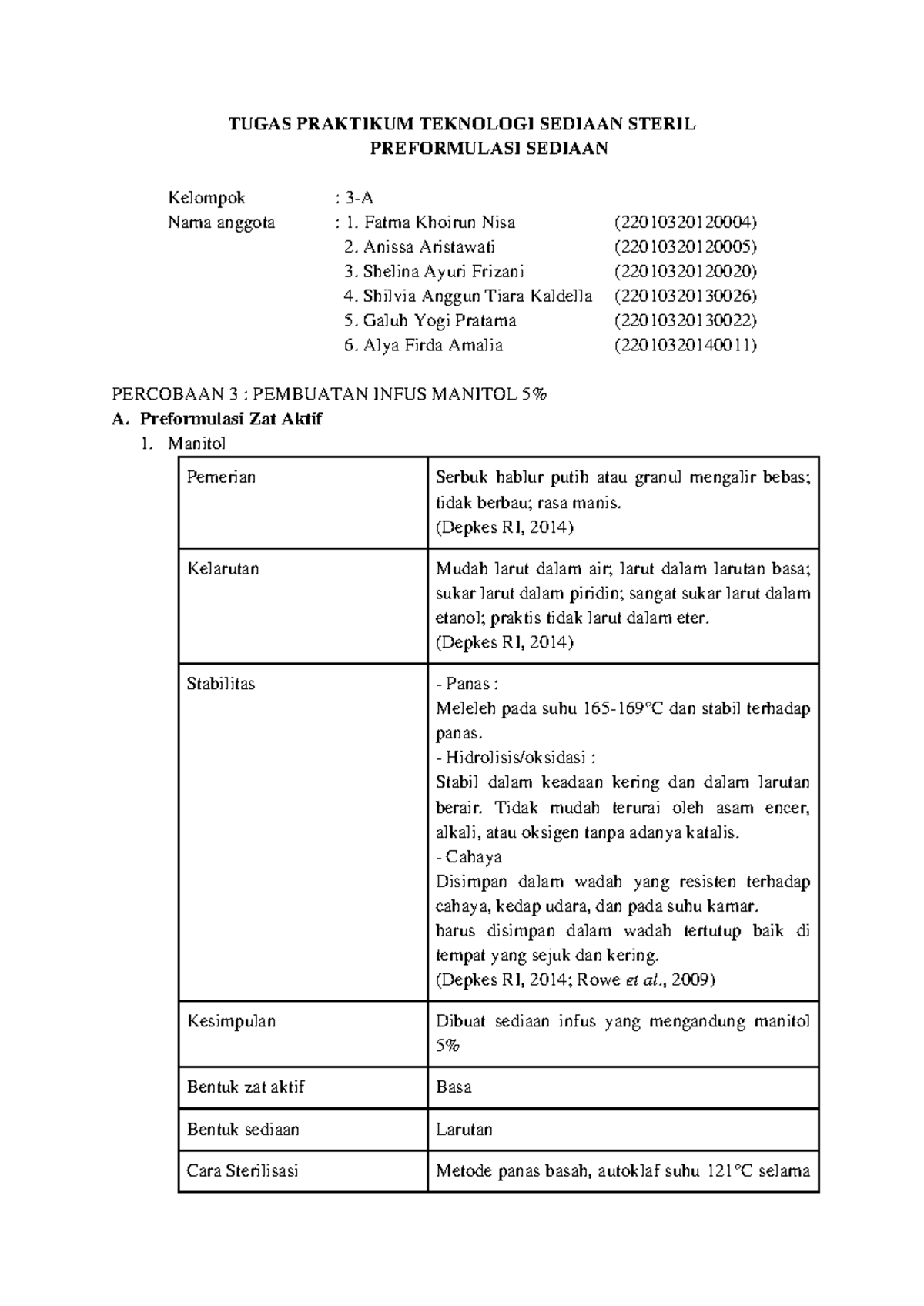 Formulasi Infus Manitol dan Salep Mata Kloramfenikol (22010320120020 ...