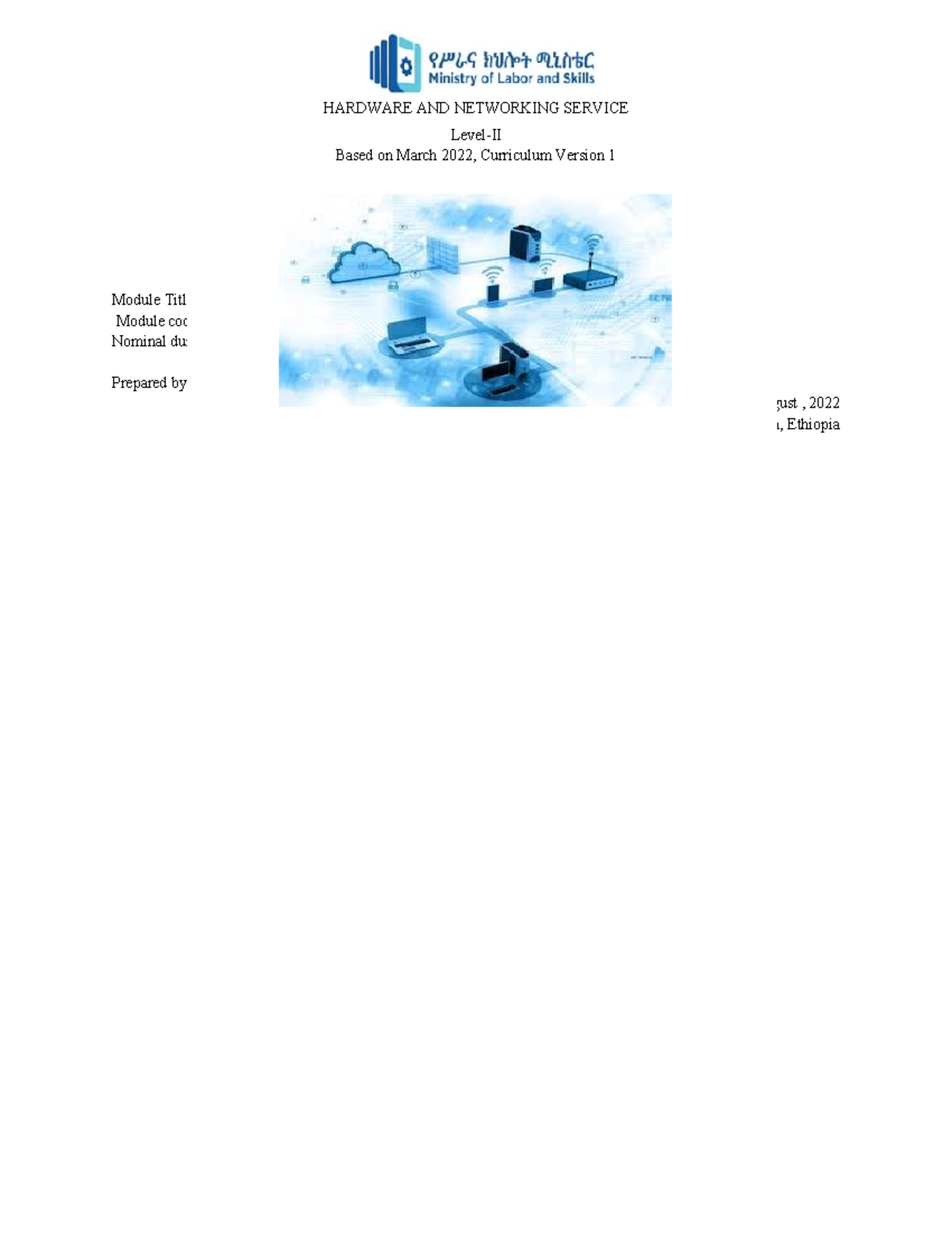 Operate Database application - HARDWARE AND NETWORKING SERVICE Level-II Based on March 2022 ...