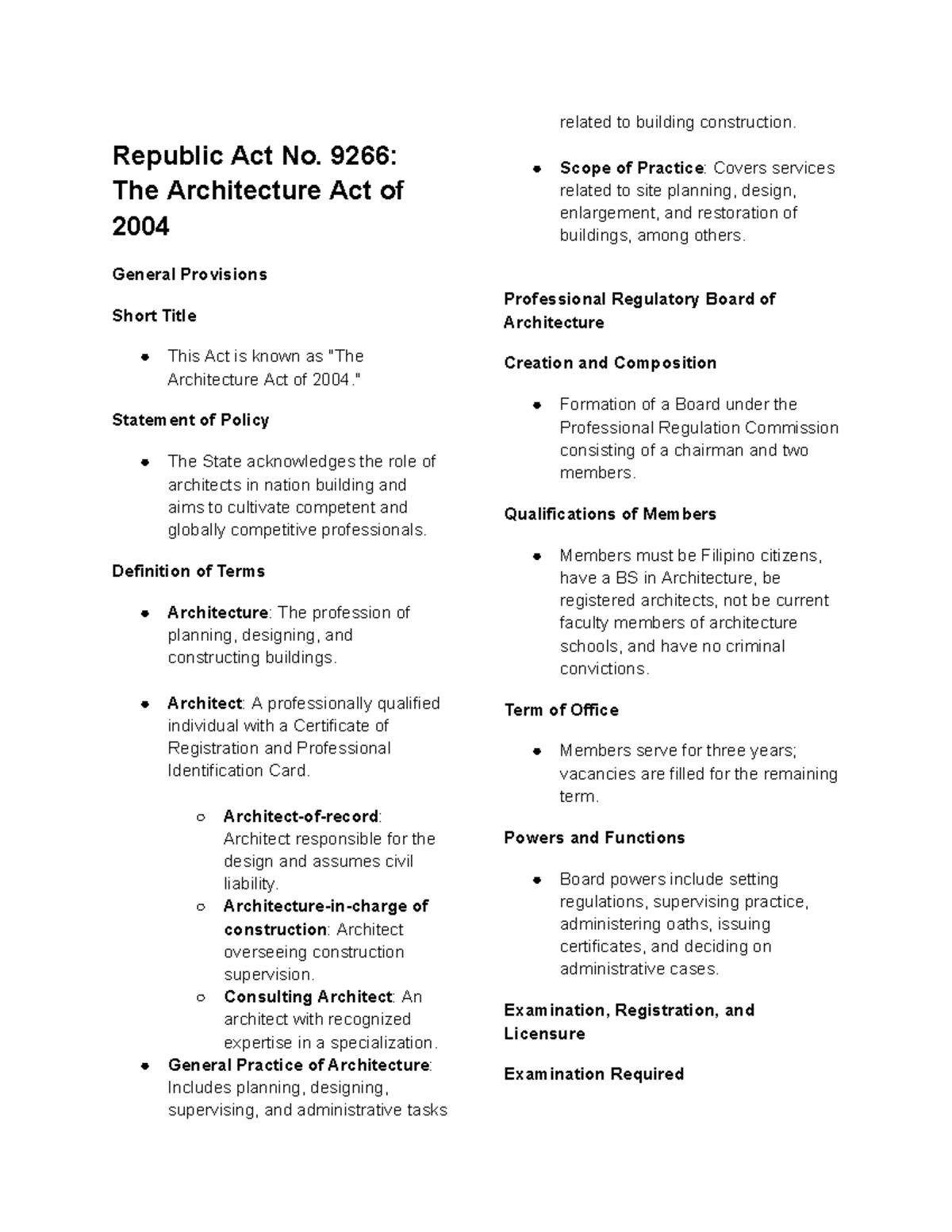 Reviewer: RA 9266 - The Architecture Act of 2004 Summary and Analysis ...
