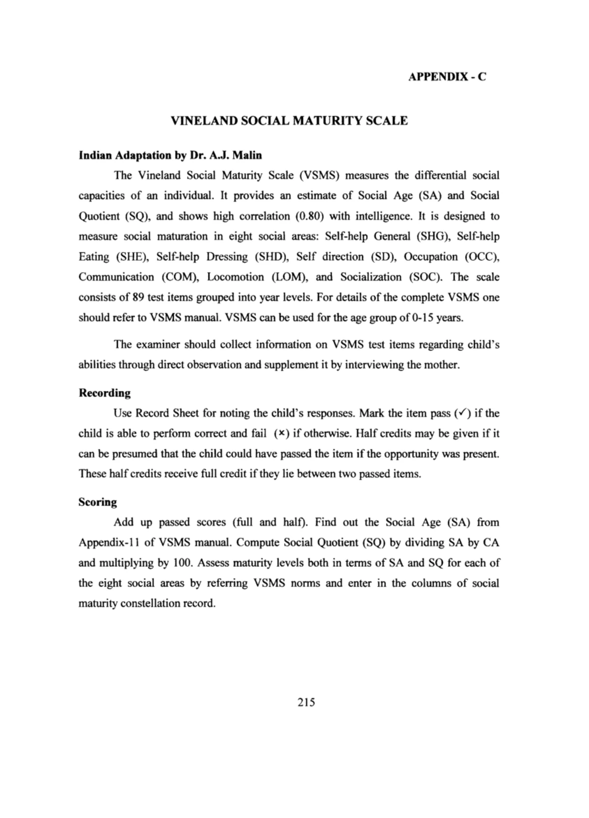 VSMS page-1-13 - vsms manual - Tool- VINELAND SOCIAL MATURITY SCALE ...