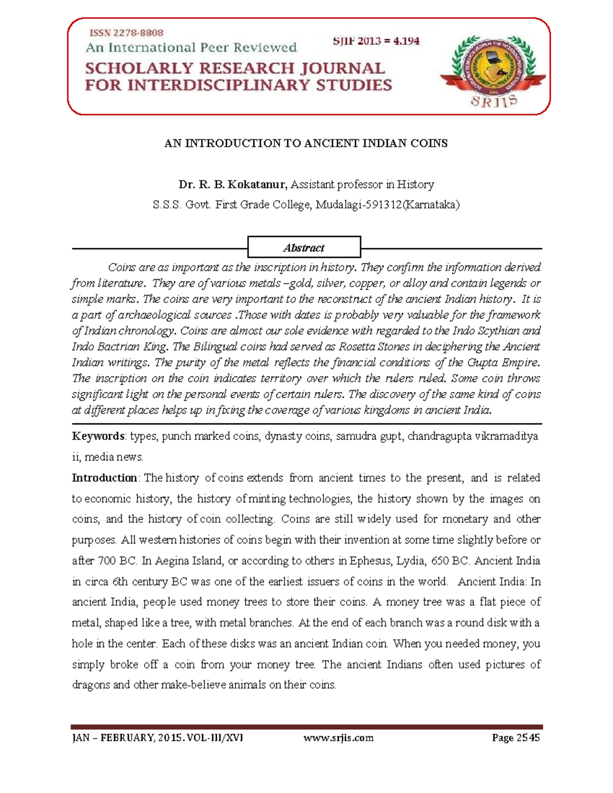 AN Introduction TO Ancient Indian Coins - AN INTRODUCTION TO ANCIENT ...