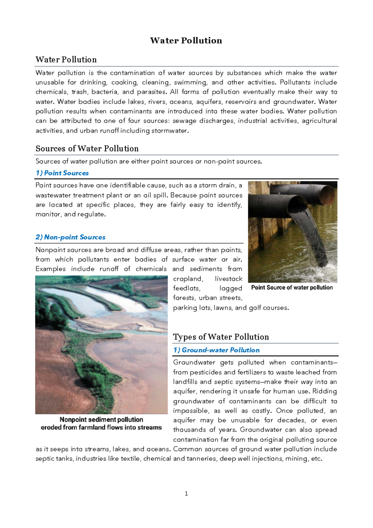 Surface Water Pollution Causes