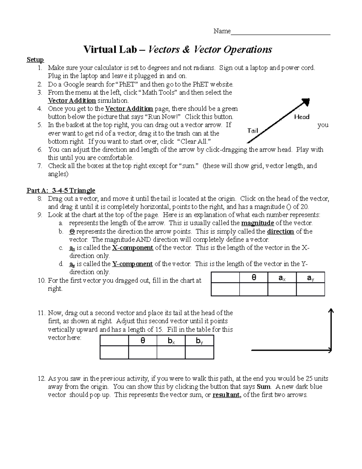 PhET Vectors Simulation Lab - Vector Addition Guide - Studocu