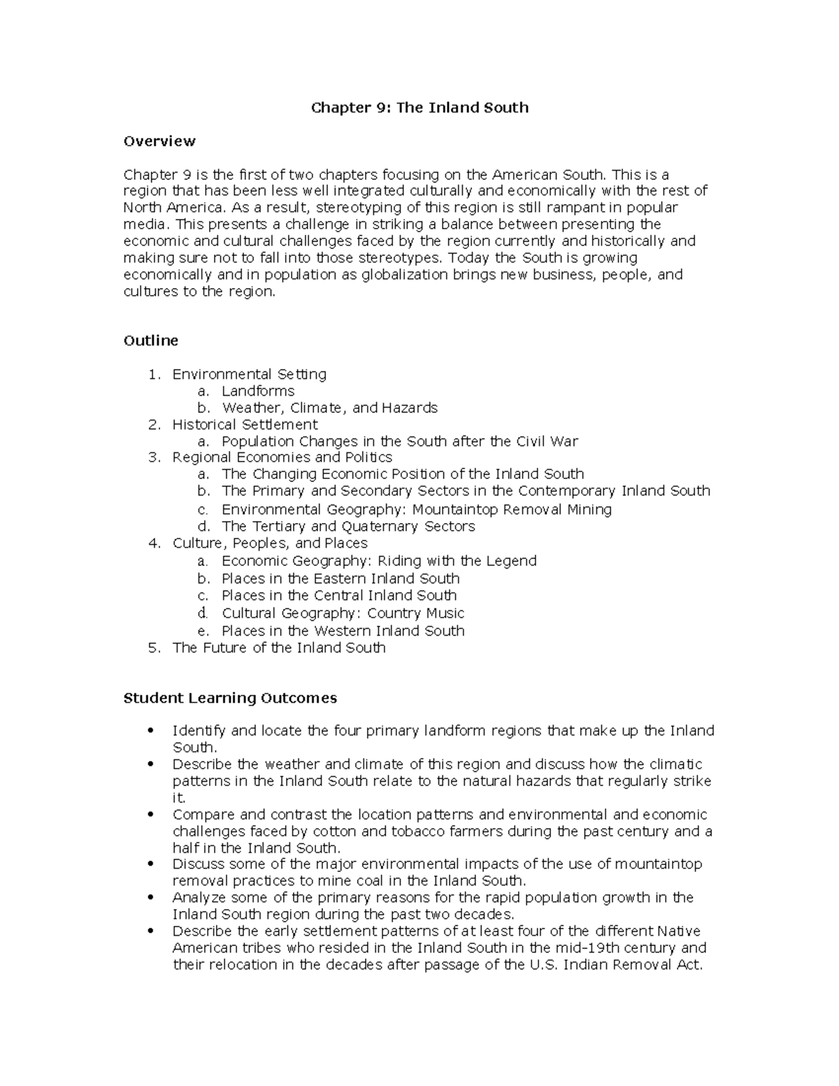 Chapter 9 - The Inland South - This is a region that has been less well ...