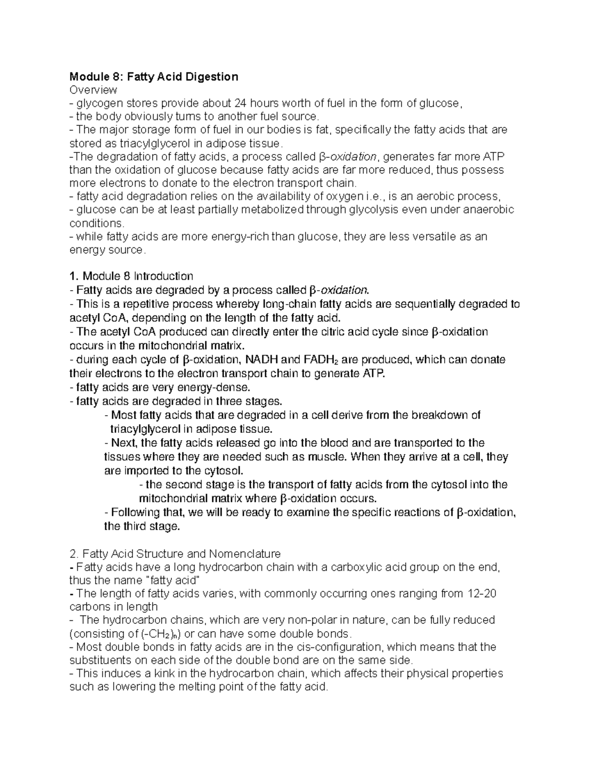 Module 8 Lecture notes - Bmsc 230.3 - U of S - Studocu