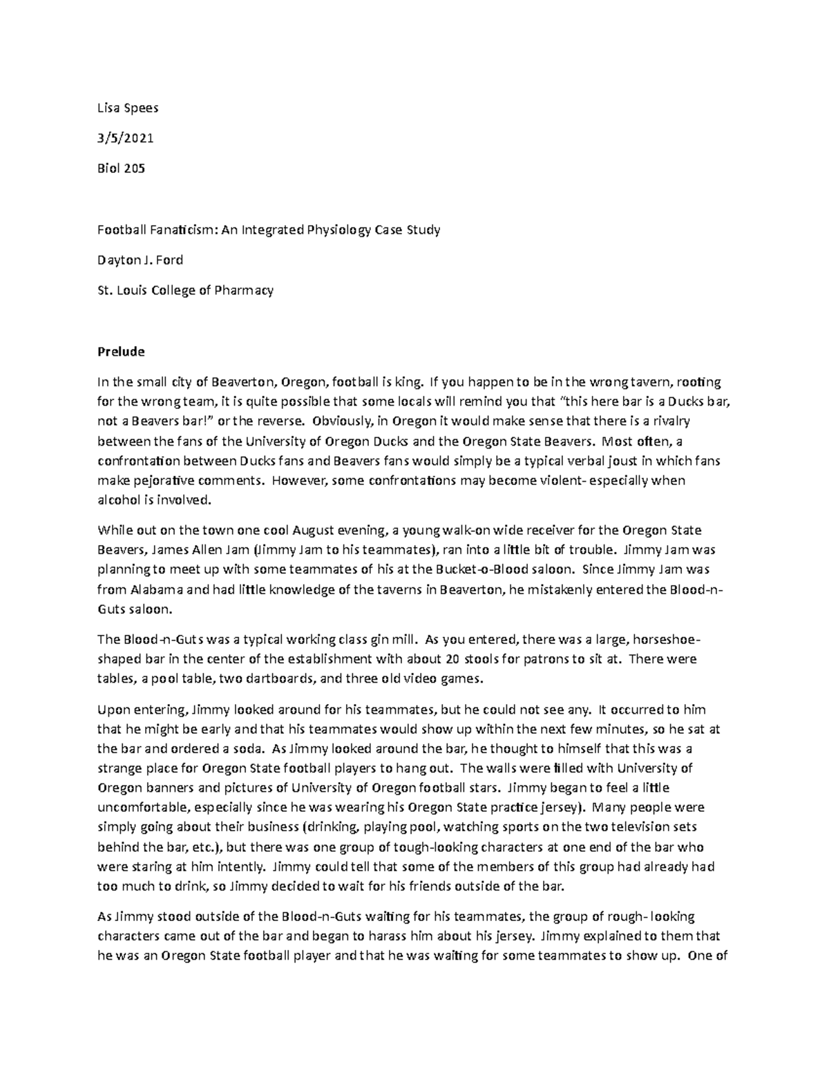 Biol205 Final Exam Case Study: Football Fanaticism Analysis - Studocu