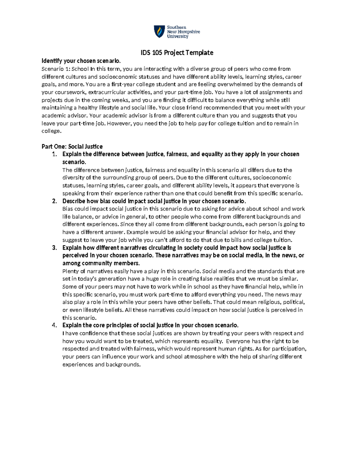 IDS 105 Project Part 1: Exploring Social Justice and Cultural Fluency ...