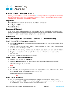 1.5.7 Packet Tracer - Answers - Record the answers to the questions in either red or blue ...