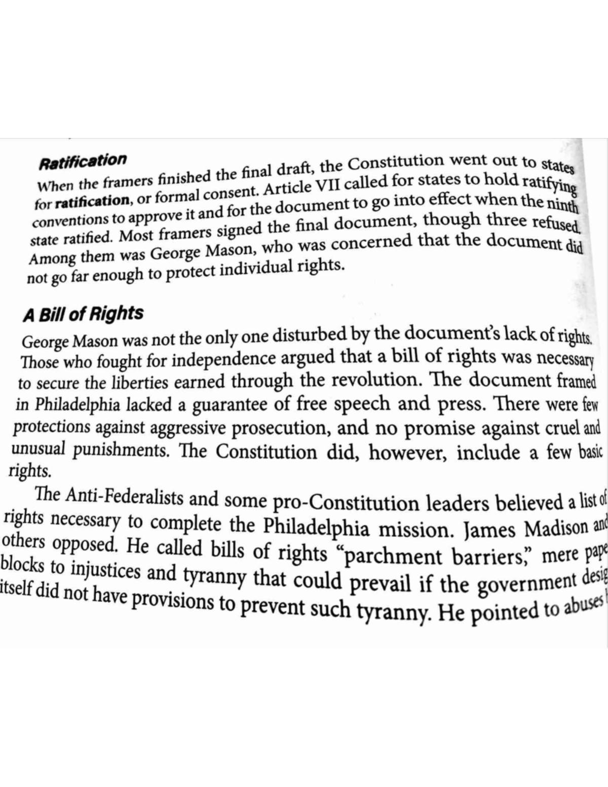 Unit 1: The Ratification of the Constitution and the Bill of Rights ...