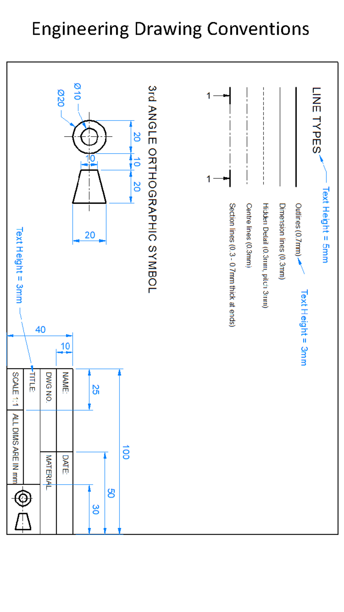Engineering Drawing Conventions - Text Height 5mm LINE TYPES Text ...