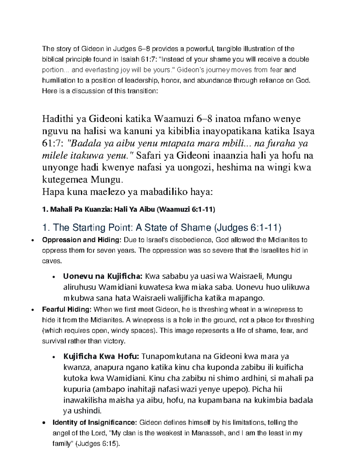Gideon's Journey from Shame to Leadership: Insights from Judges 6-8 ...