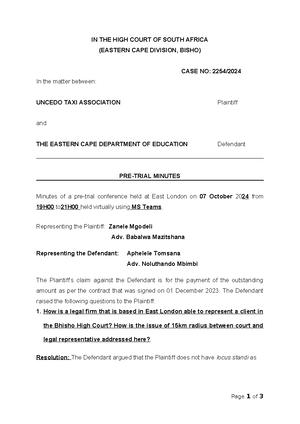Civil EXAM PREP - summary - CASE LAWS ACTION AND APPLICATION ...