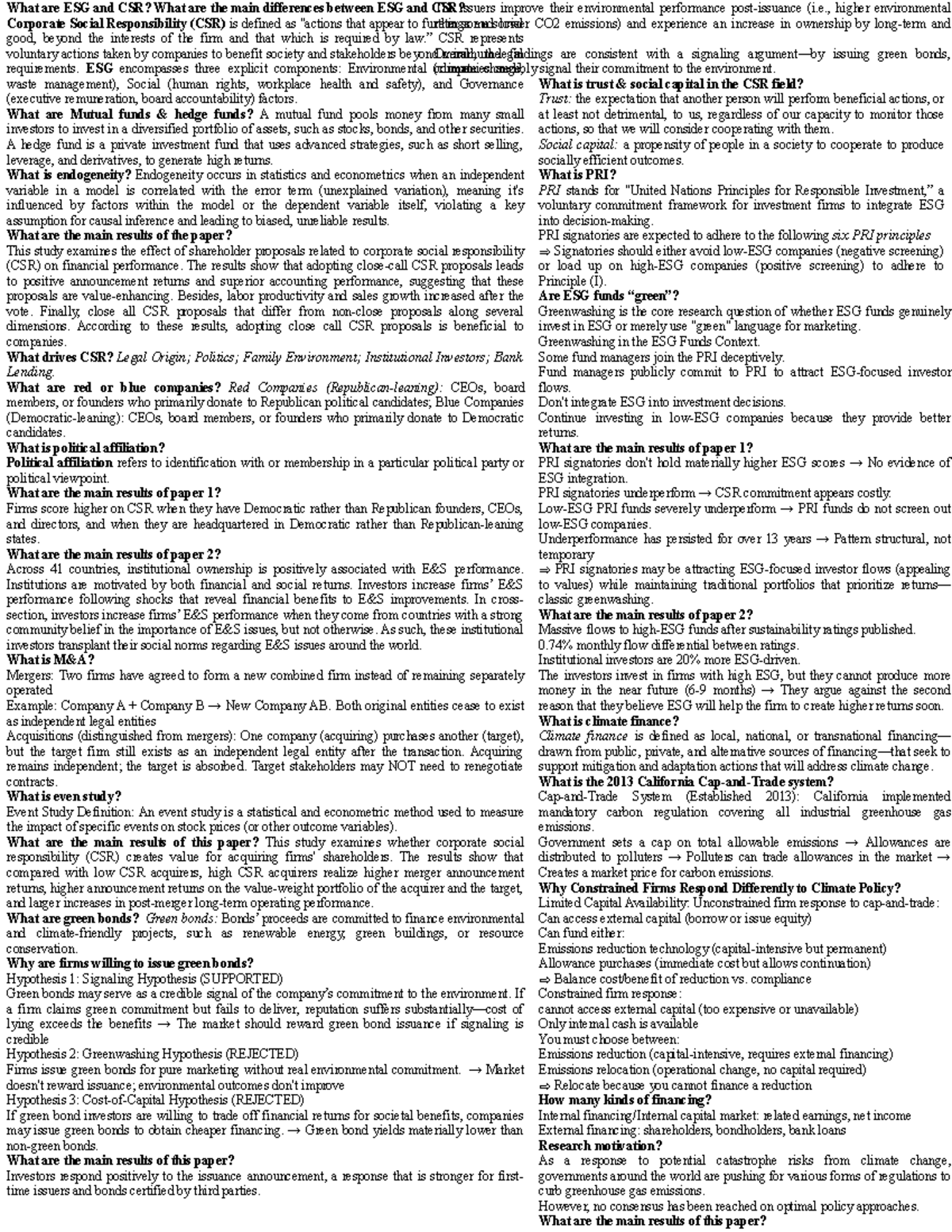 CSR and ESG: Key Differences and Implications for Investors - Studocu