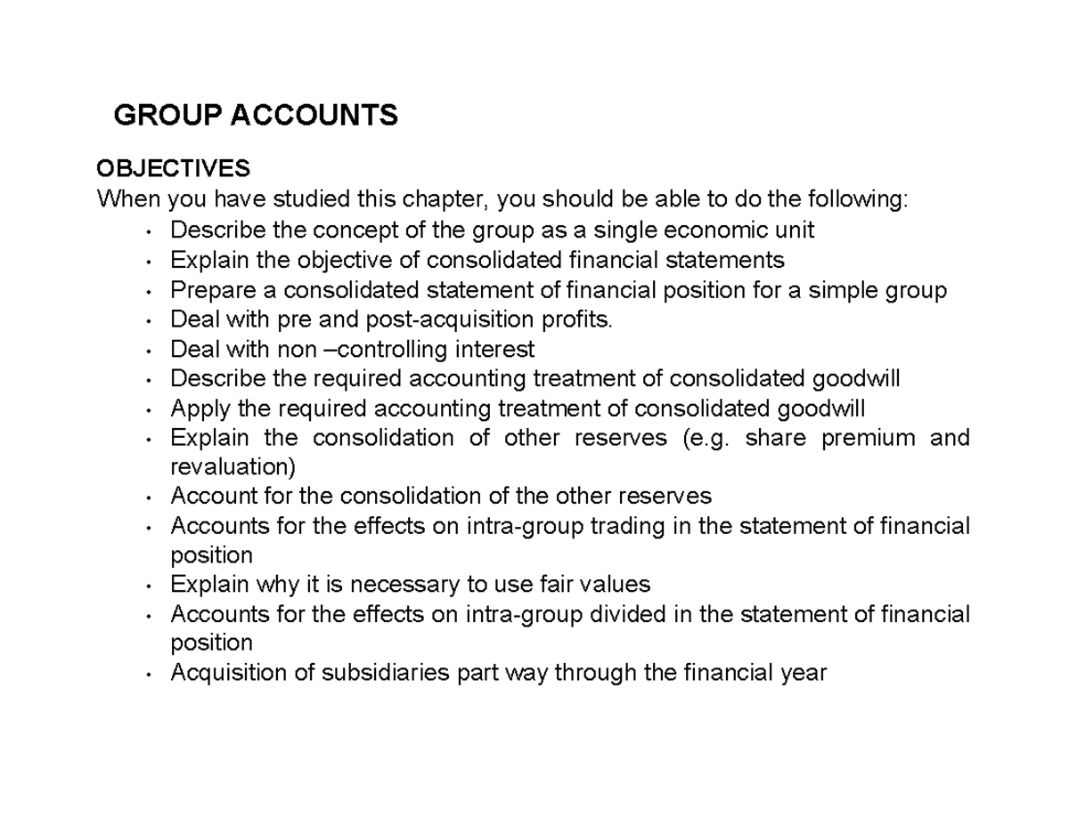 Group Accounts: Objectives & Consolidated Financial Position Analysis ...