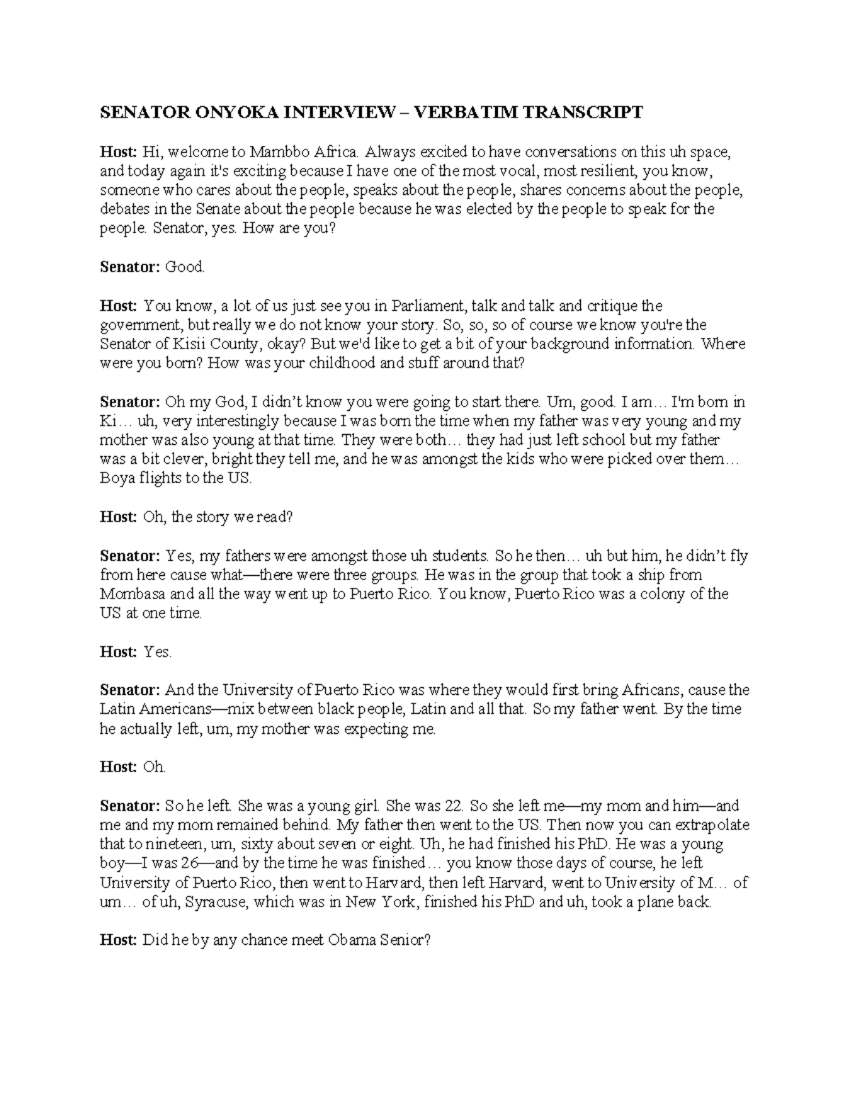 SENATOR ONYOKA INTERVIEW VERBATIM TRANSCRIPT: A Deep Dive into His ...