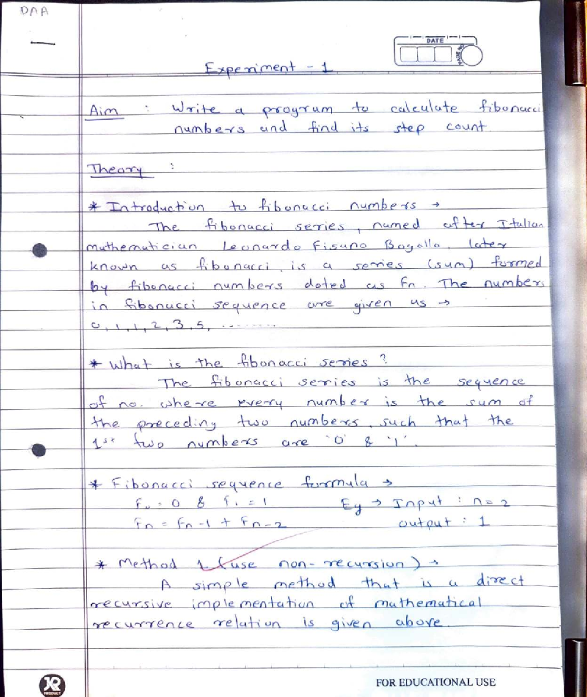 DAA Practical Experiments: Fibonacci, Knapsack & Greedy Methods - Studocu