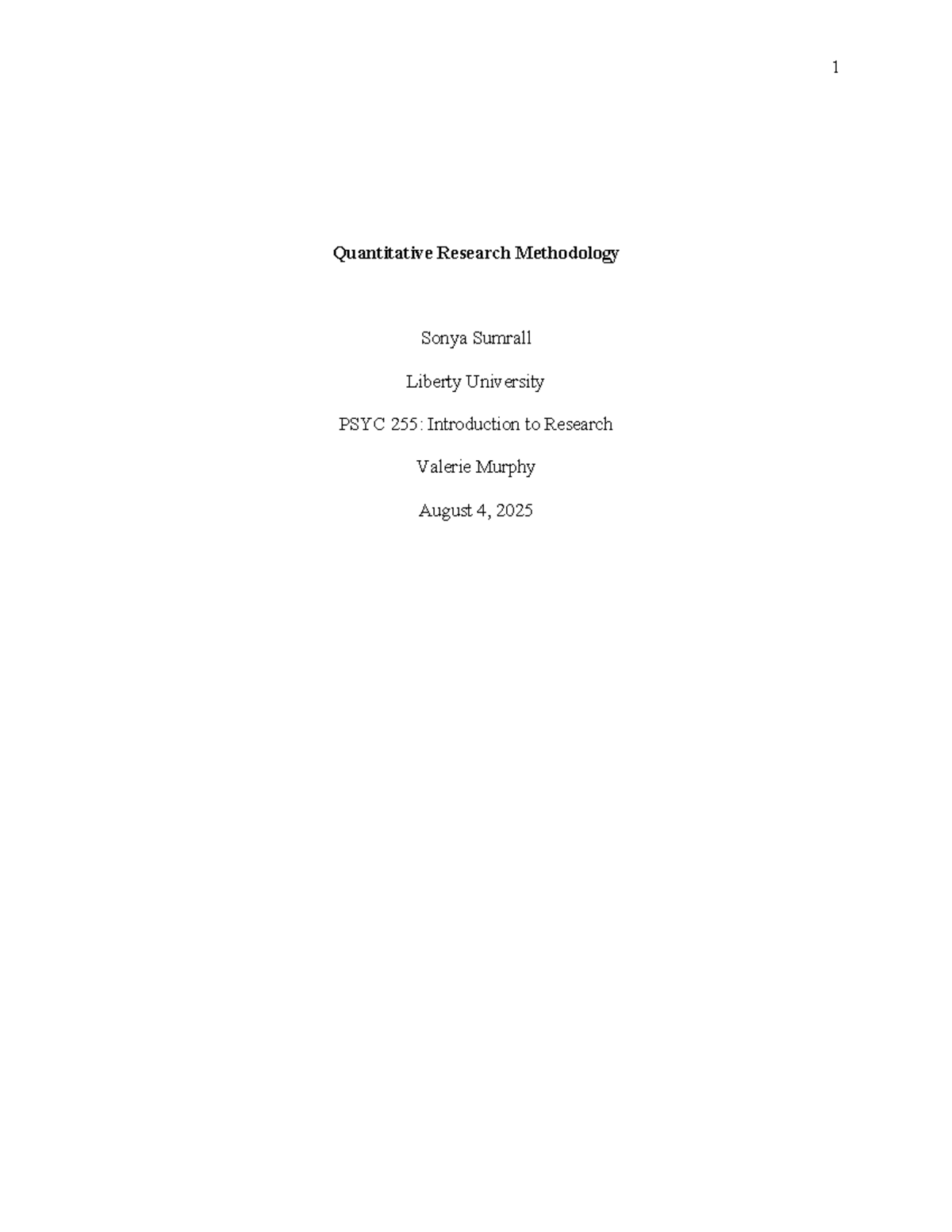 PSYC 255: Quantitative Research Methodology Overview and Techniques - Studocu