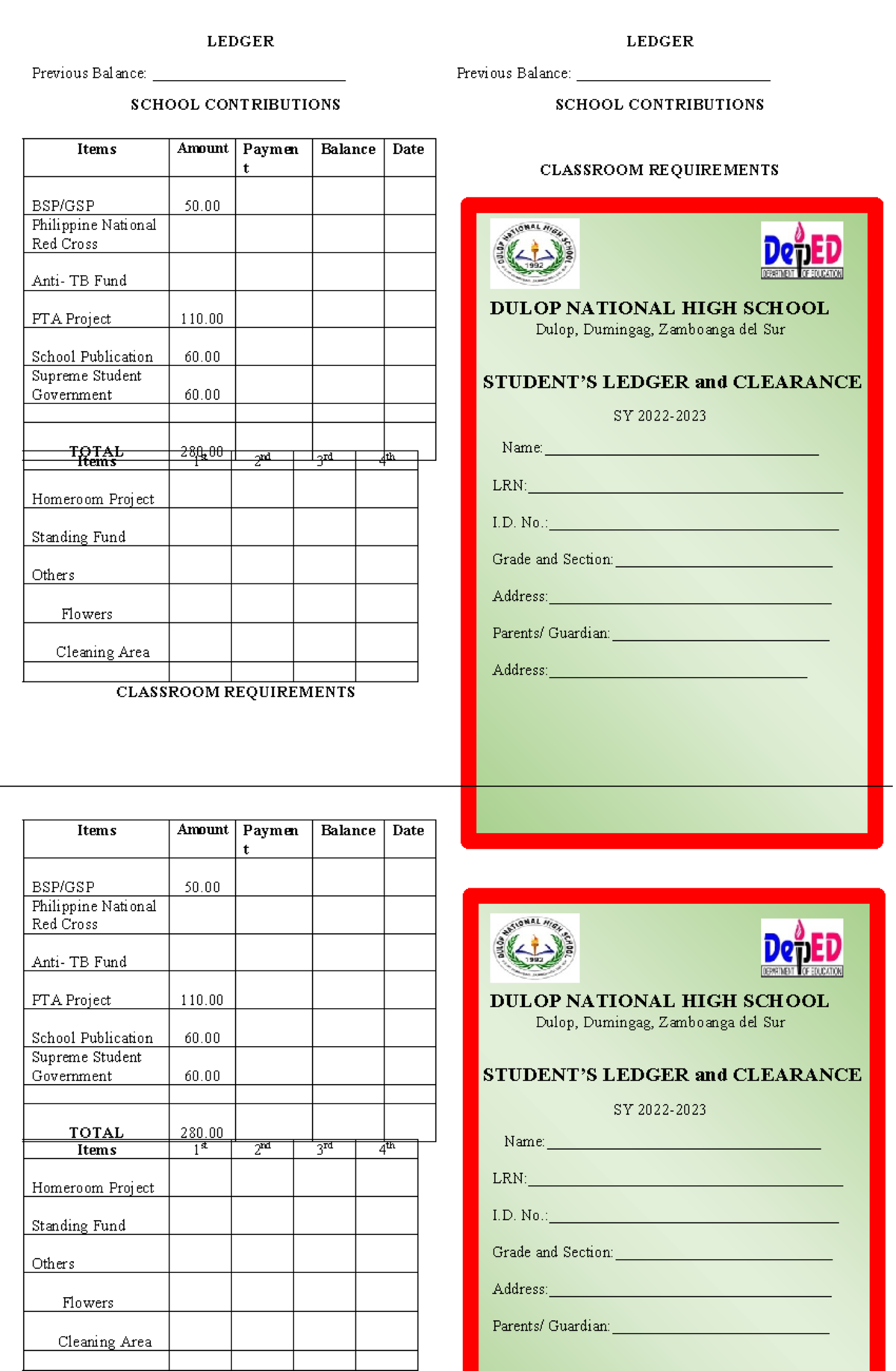 Students Clearance Ledger 11 - LEDGER Previous Balance ...
