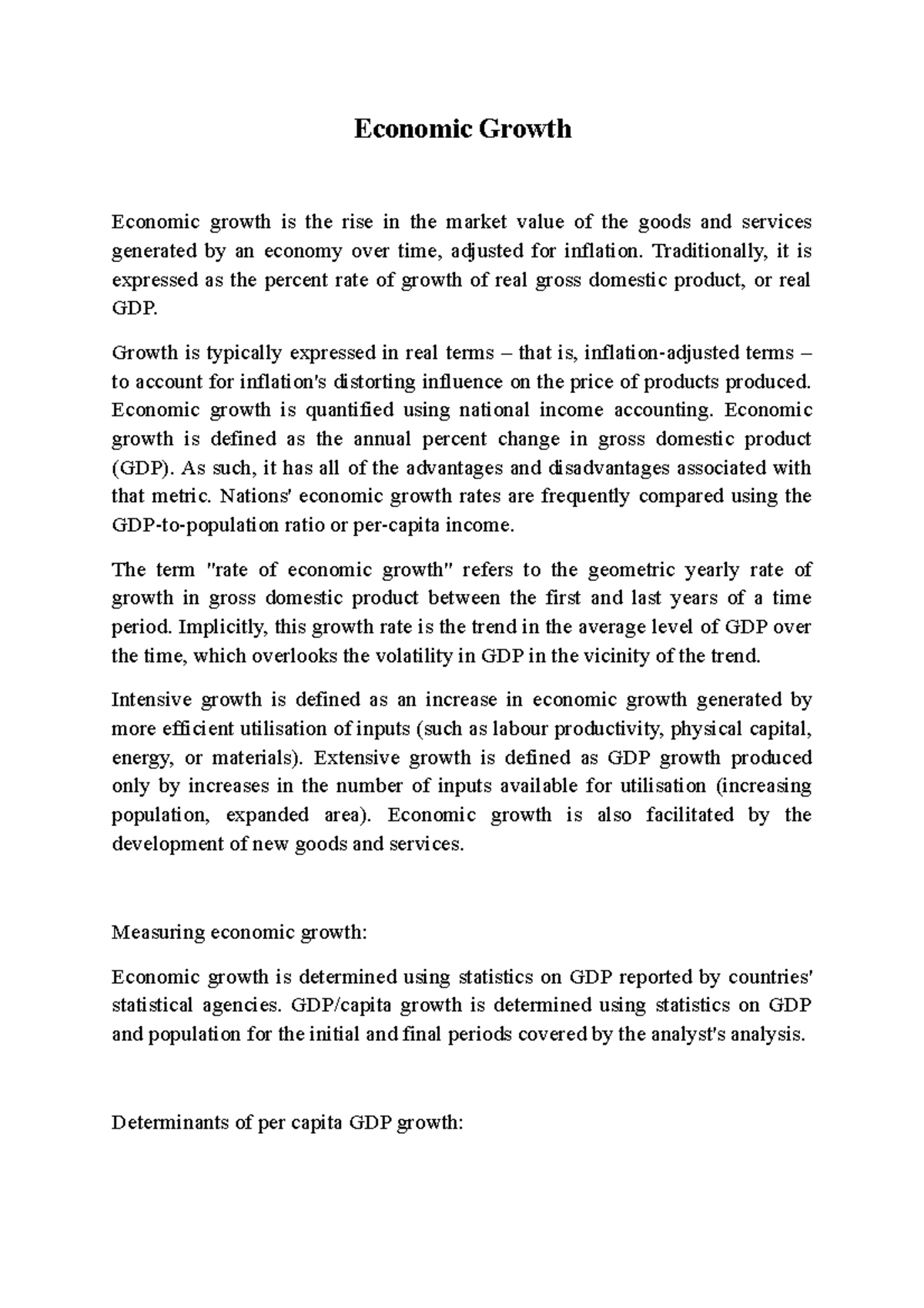 Economic Growth - Lecture Notes 5: Understanding GDP and Productivity ...
