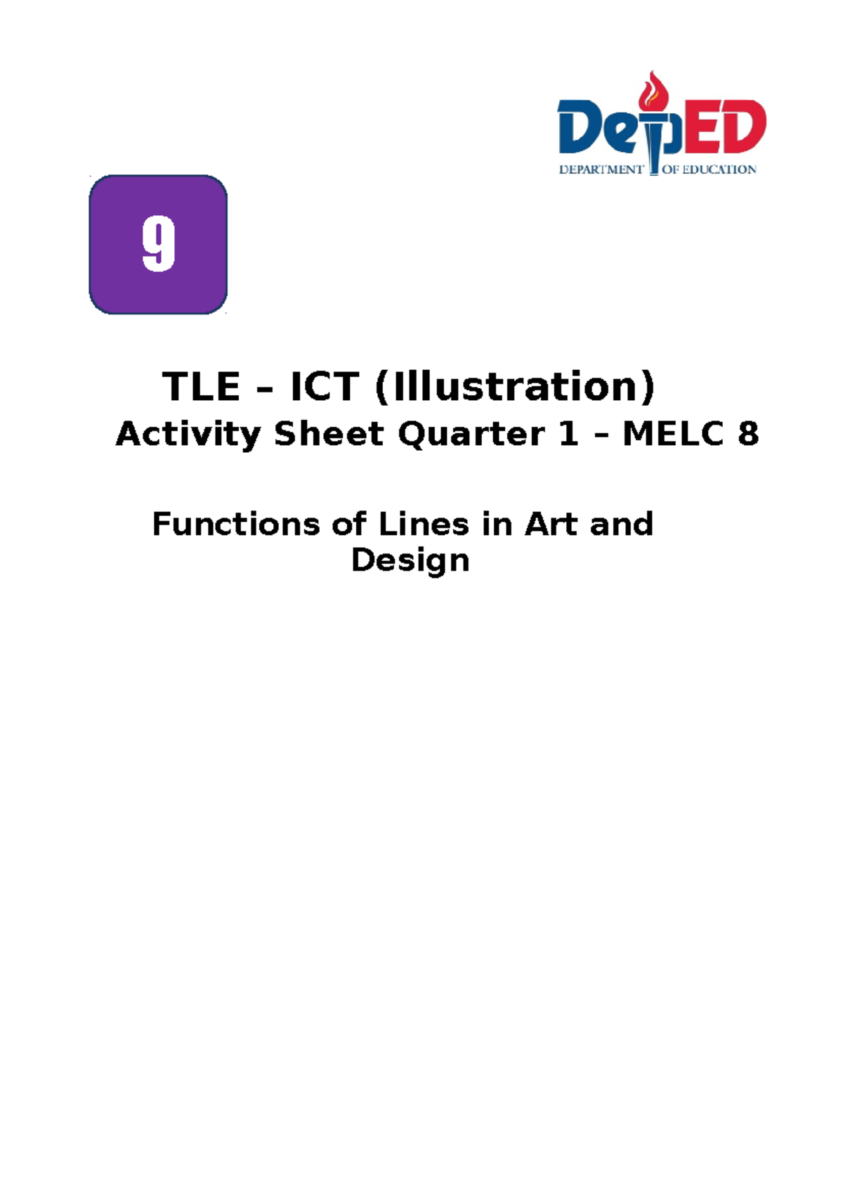 TLE 9 ICT Illustration LAS8 Functions of Lines in Art & Design - Studocu