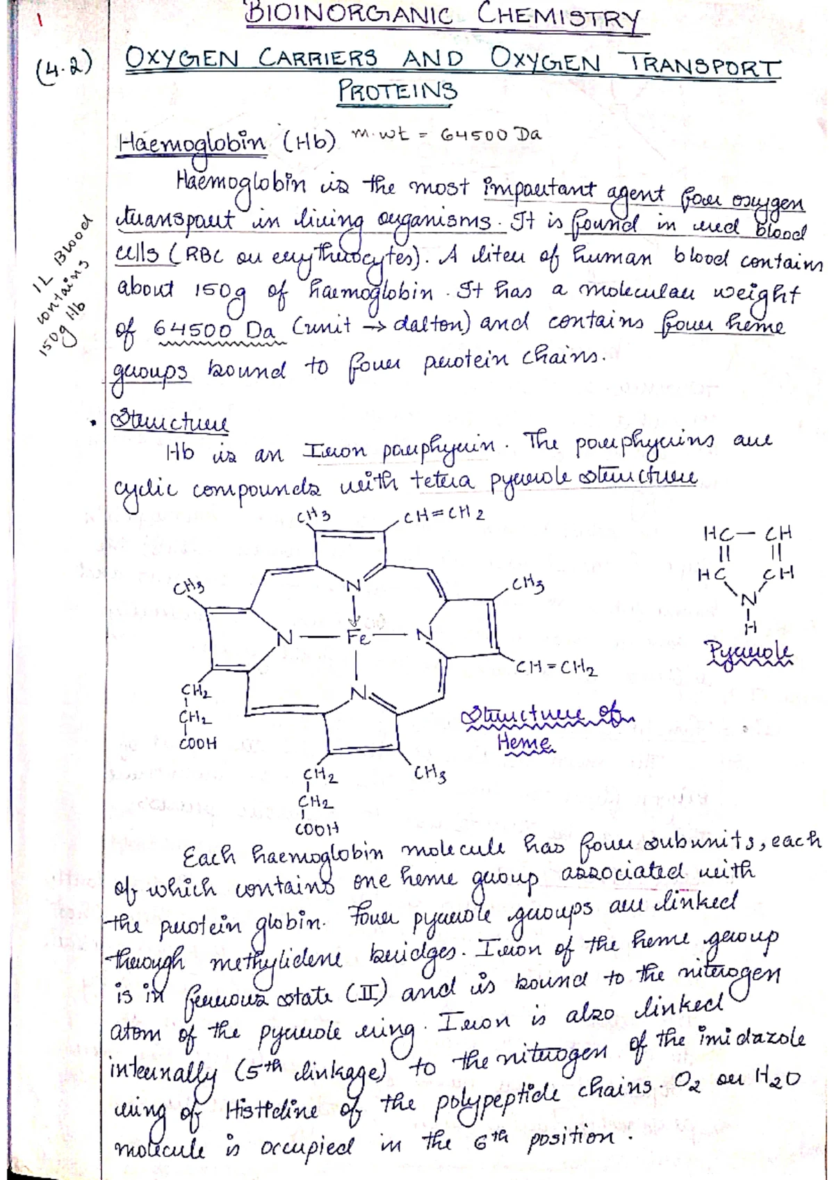 Bioinorganic Chemistry Notes - MSC Chemistry - Studocu