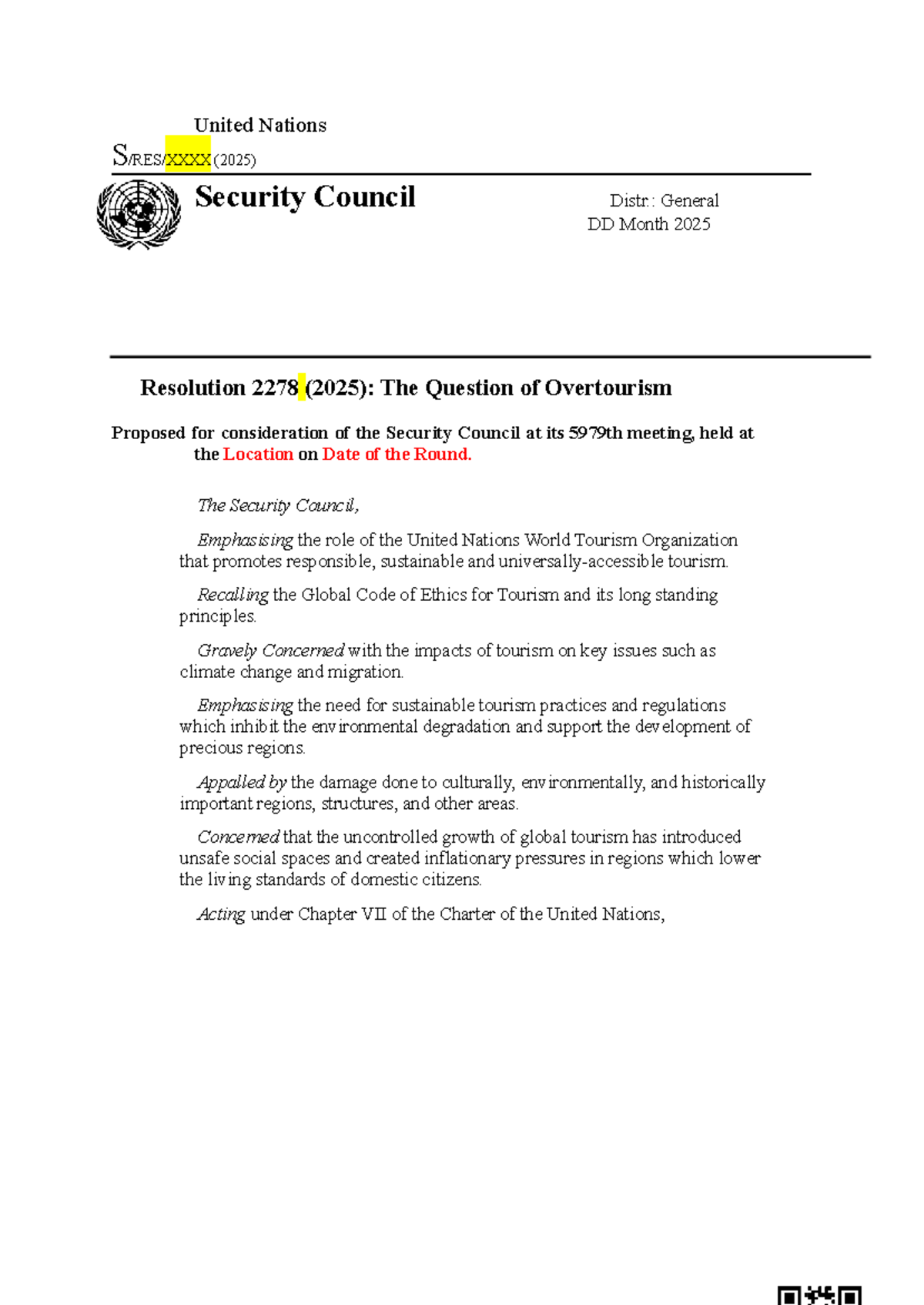 UN Security Council Resolution 2278 (2025): Addressing Overtourism ...