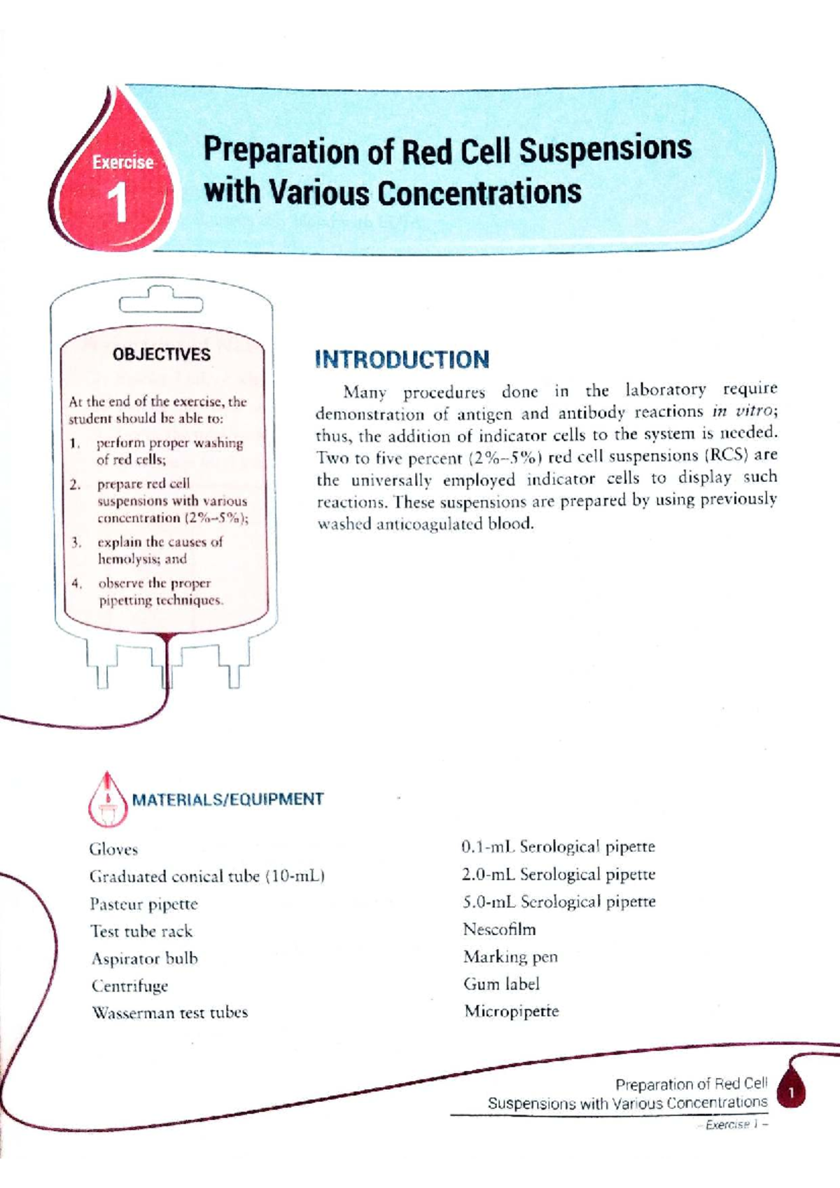 Preparation of Red Cell Suspensions: Exercise 1 (Bloodbank-LAB) - Studocu