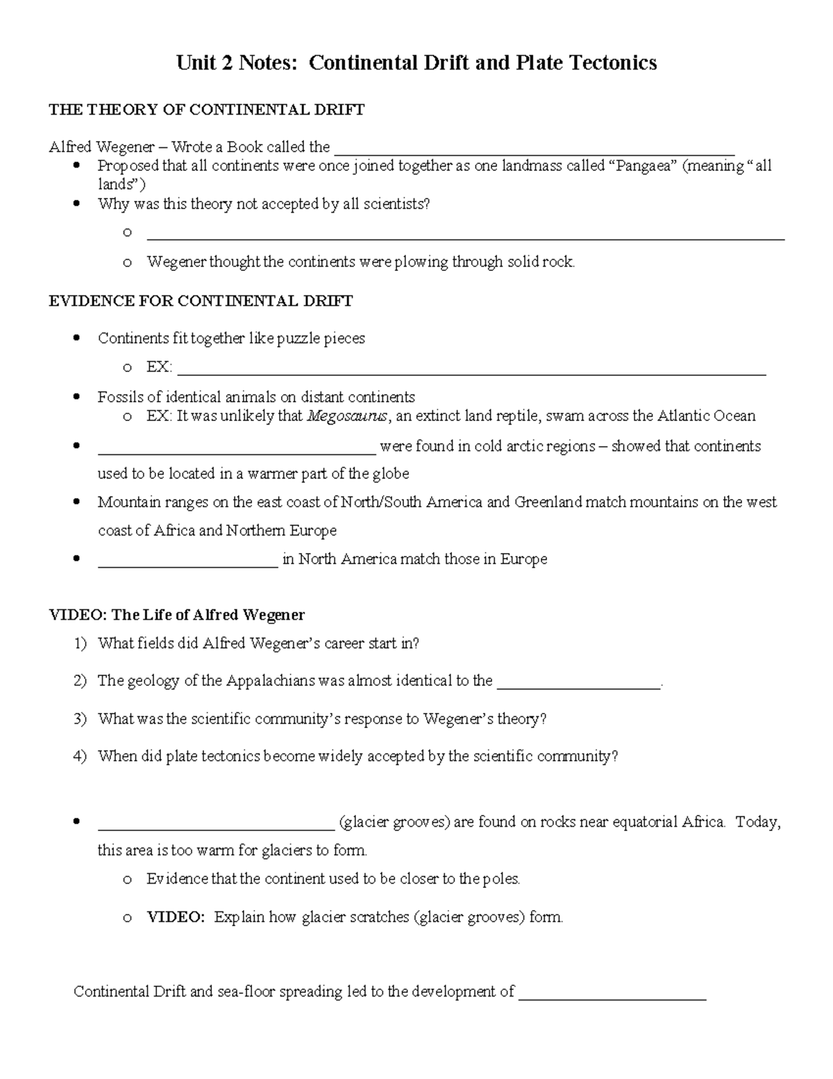 Continental Drift & Plate Tectonics: Unit 2 Study Notes - Studocu