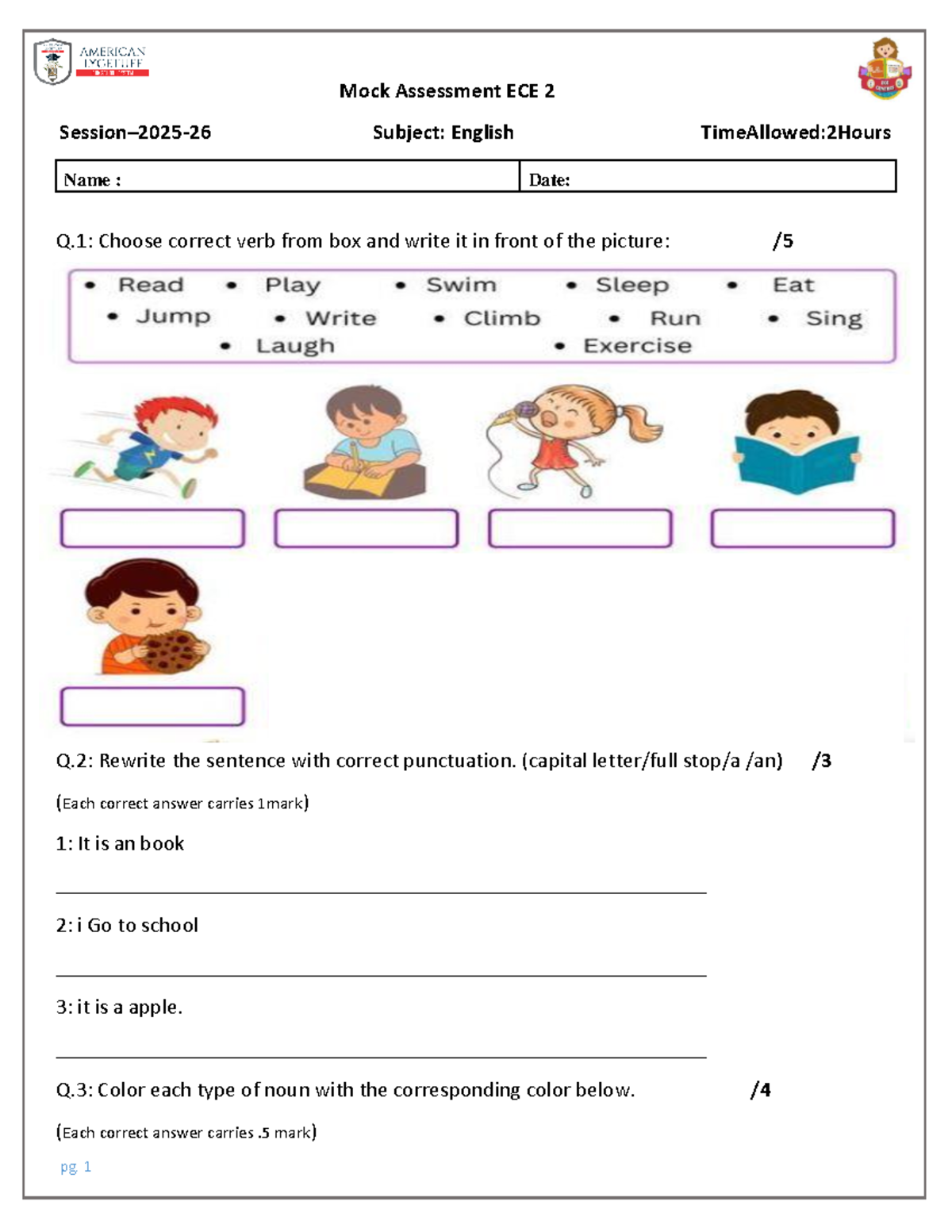 Updated Mock Assessment Paper ECE 2: English Skills Test - Studocu