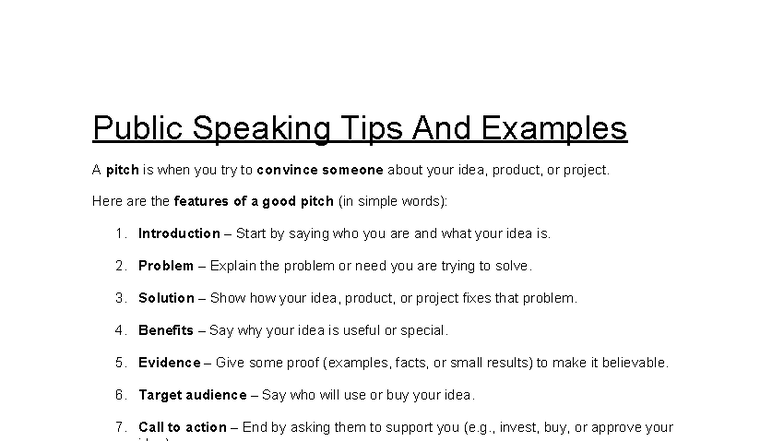 Public Speaking Tips: Crafting Effective Pitches and Speeches - Studocu