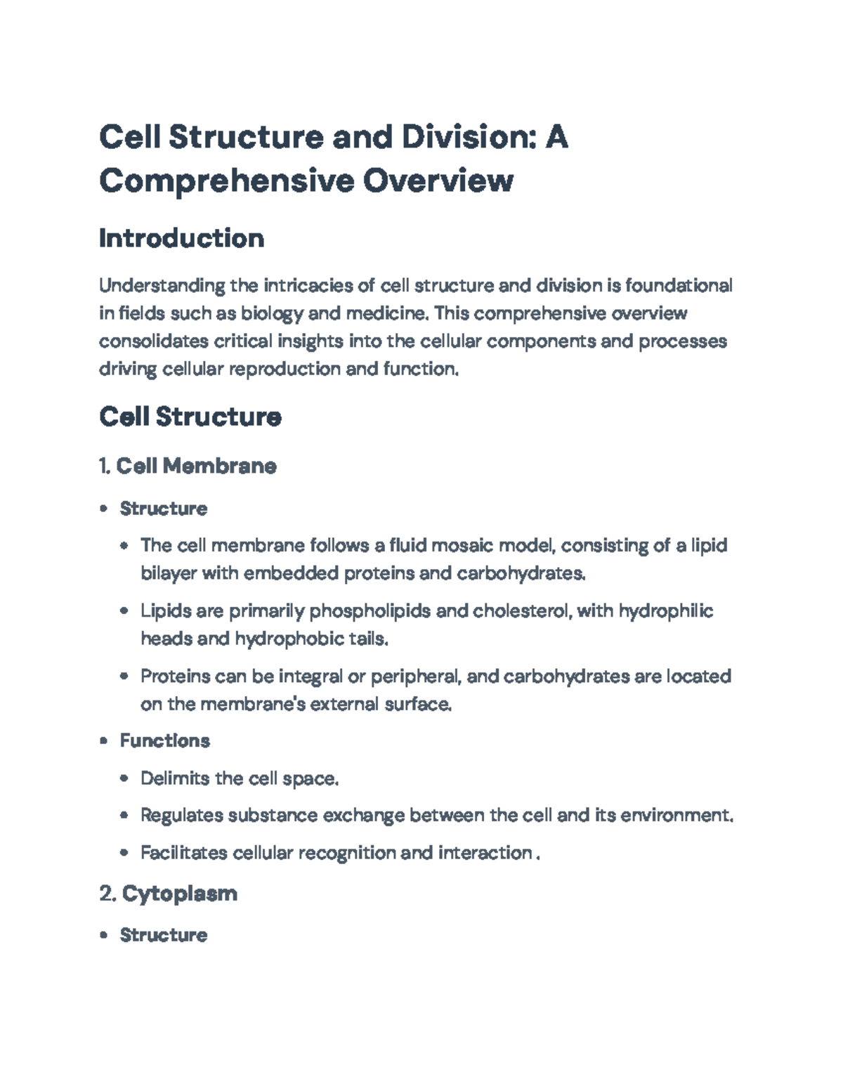 Cell Structure and Division Overview: Functions, Processes ...