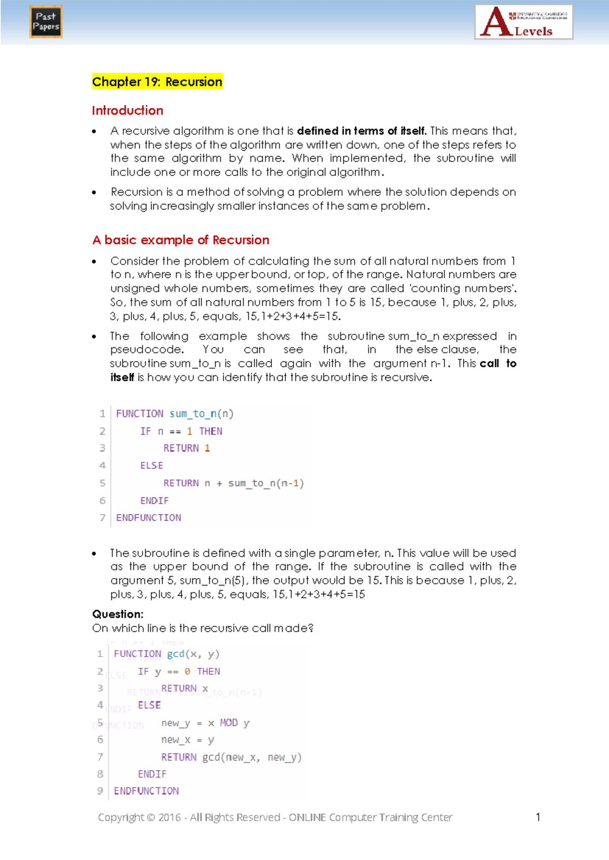Chapter 19: Understanding Recursion Concepts and Examples - Studocu