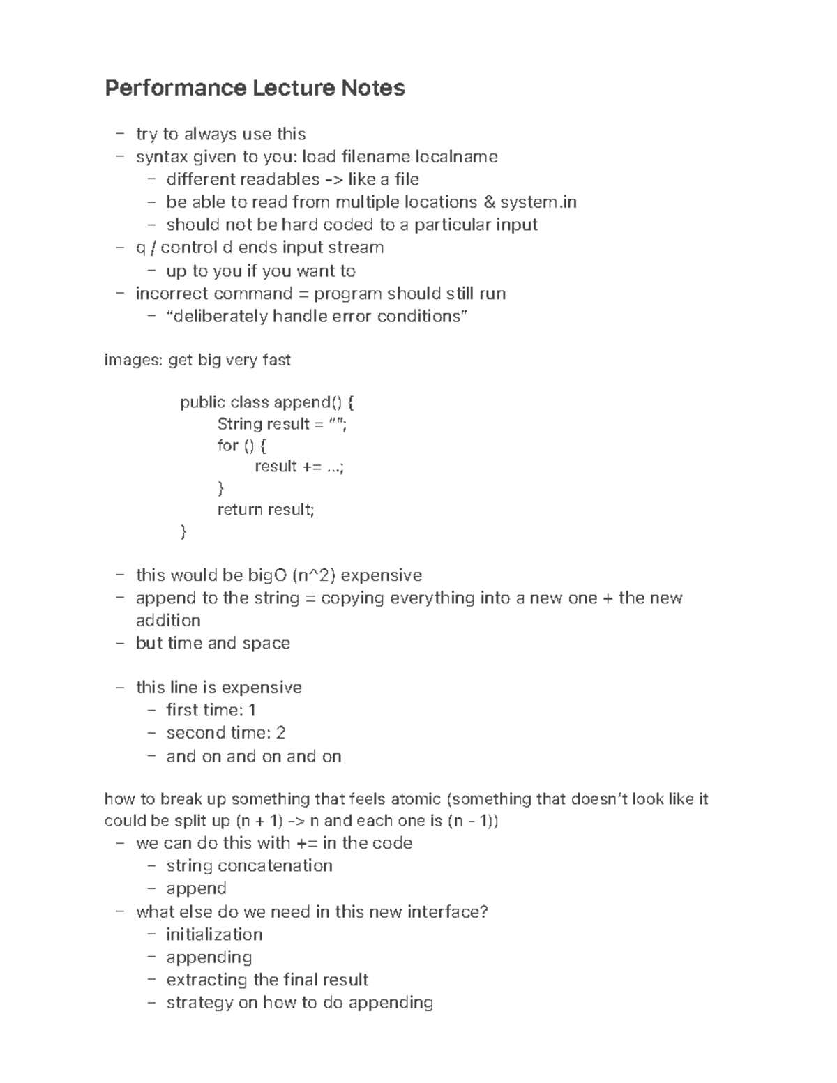 Performance Lecture Notes ...