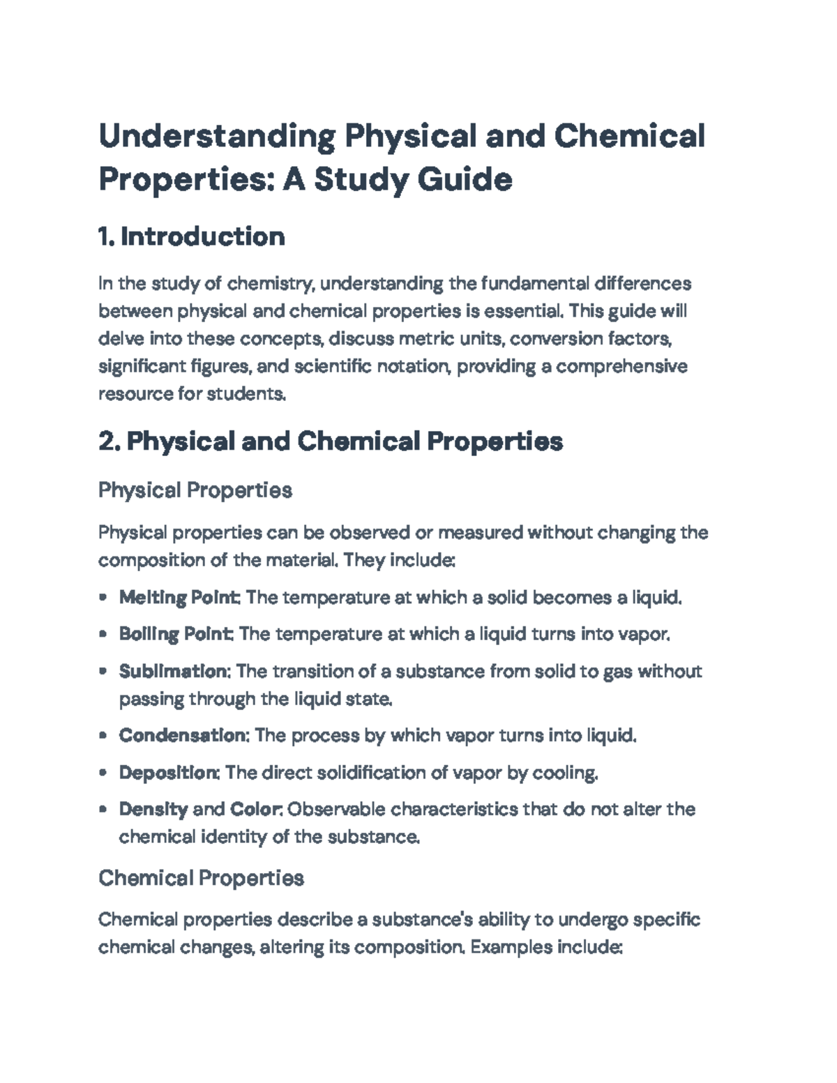 Understanding Physical and Chemical Properties: A Study Guide (CHEM 101 ...