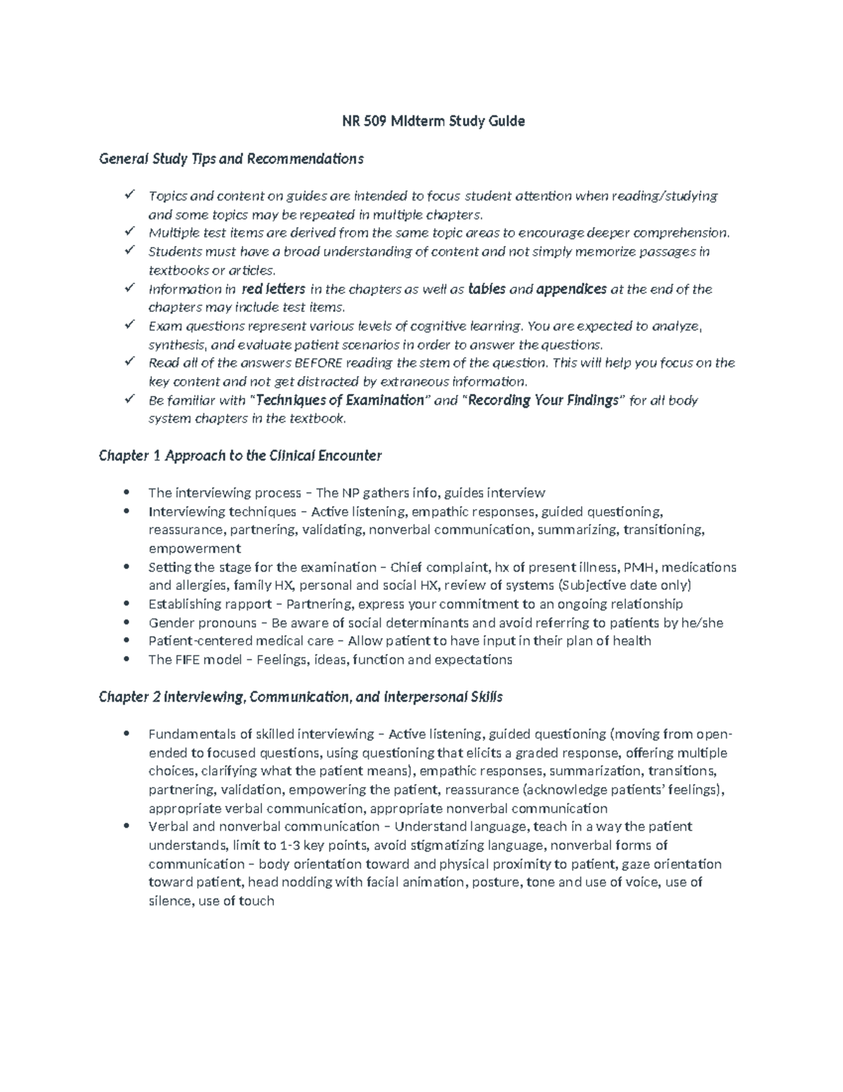 NR509 Midterm Study Guide: Comprehensive Exam 4 Insights and Tips - Studocu