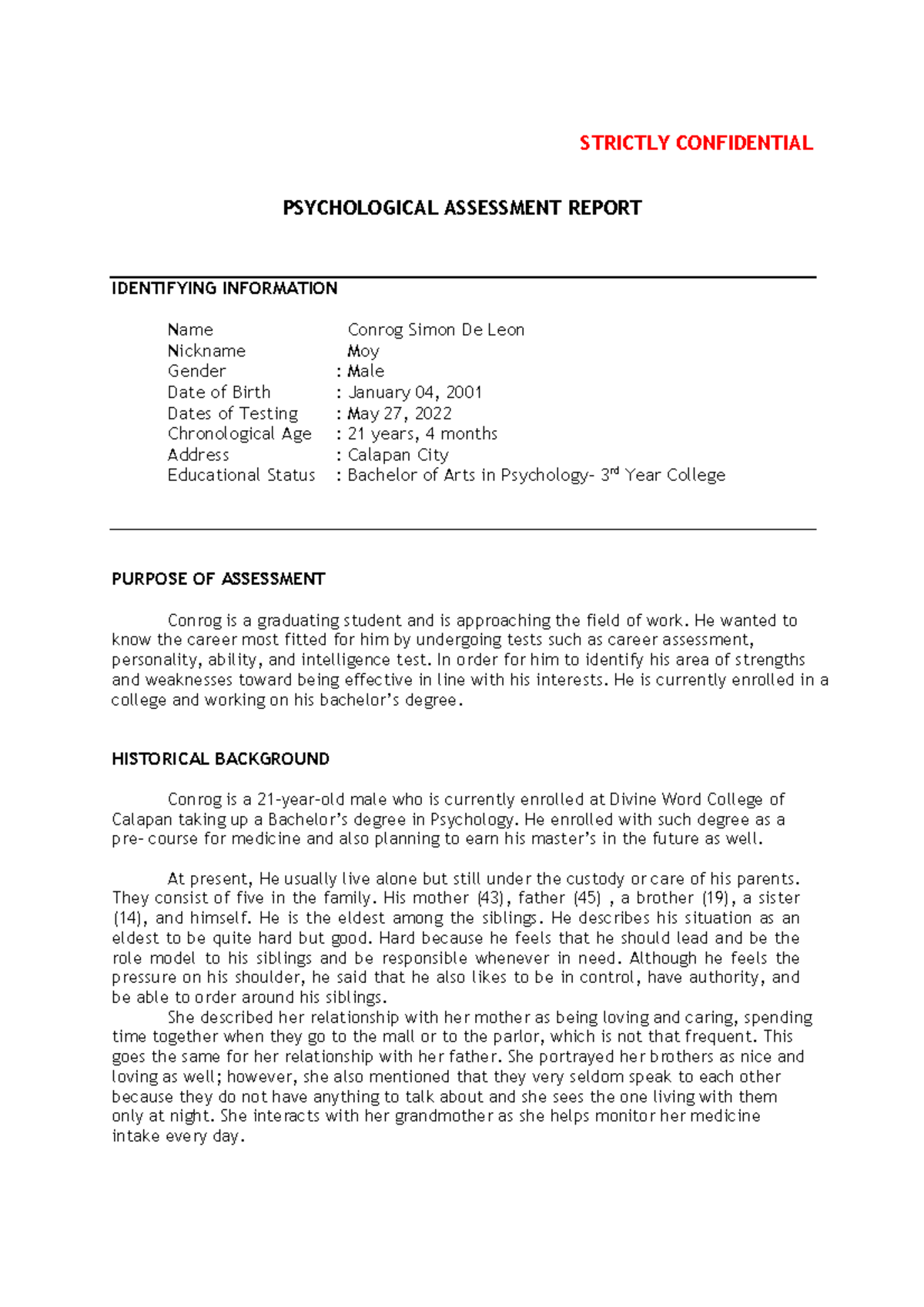 Sample career assessment report (1)-converted - STRICTLY CONFIDENTIAL ...