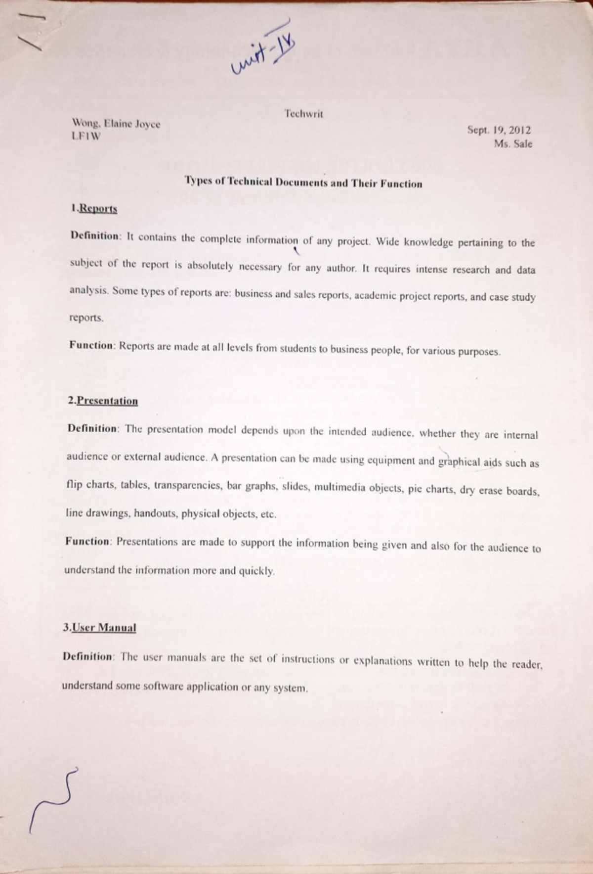 TC UNIT 4 Notes: Types of Technical Documents and Their Functions - Studocu