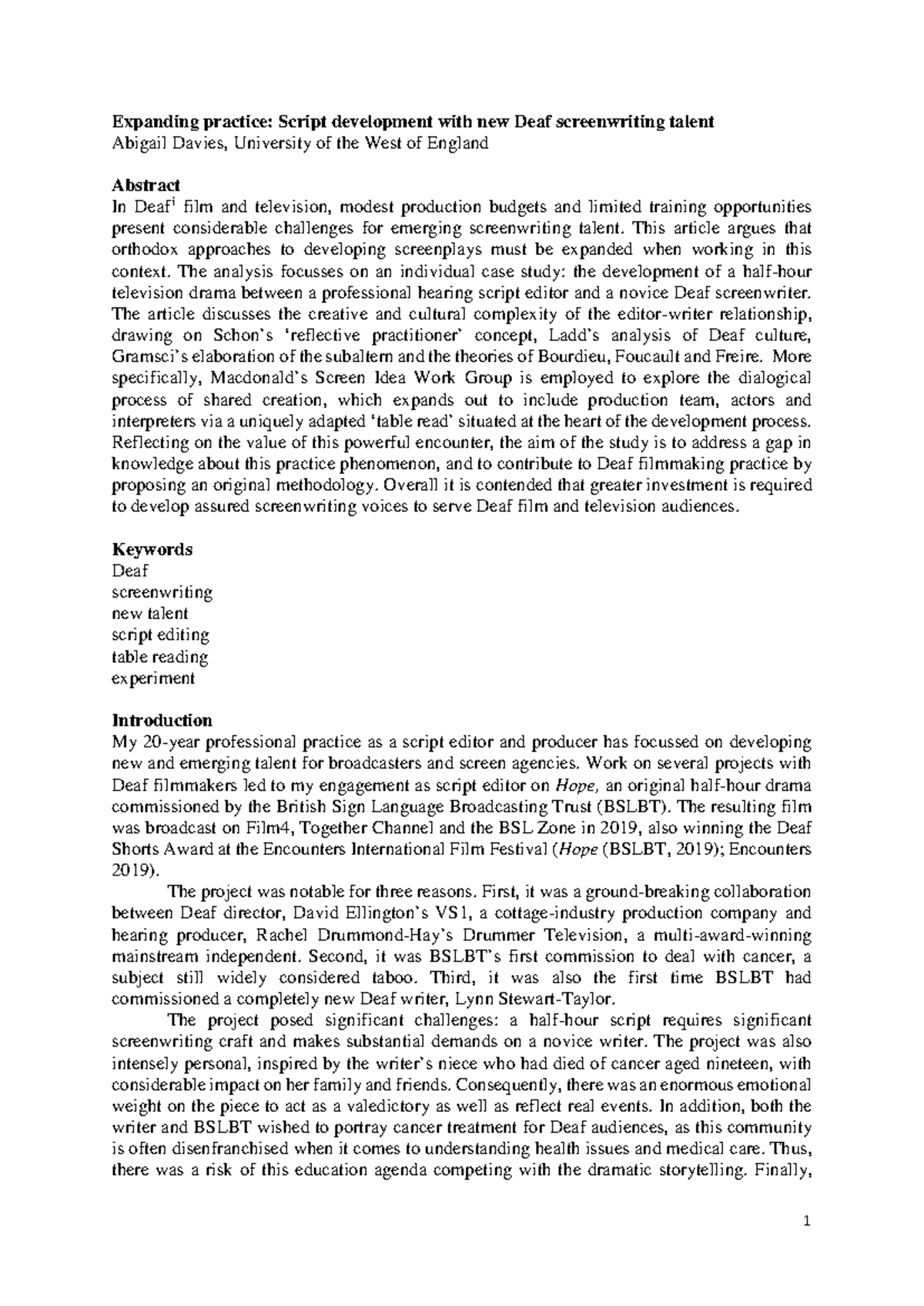 Expanding Practice: Script Development for Deaf Screenwriters (070720 ...