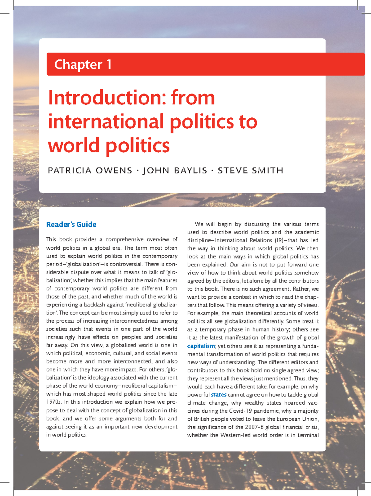 Chapter 2 - notes - Chapter 1 Introduction: from international politics ...