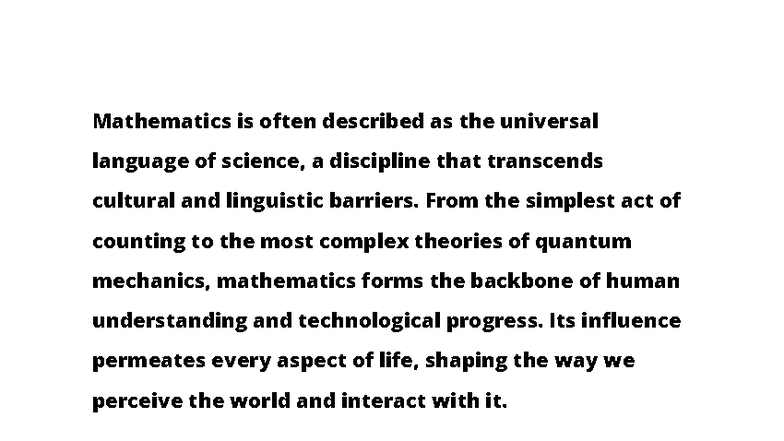 The Timeless Significance of Mathematics: A Universal Language of ...