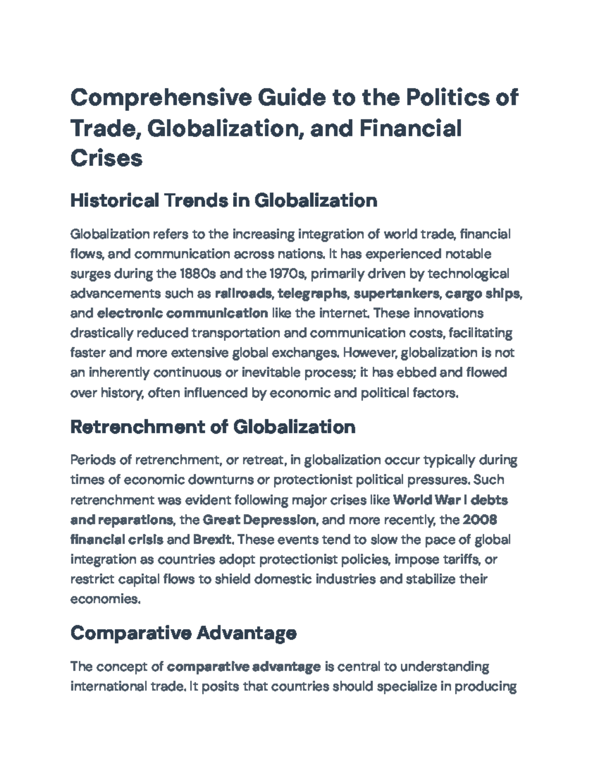 Comprehensive Guide on Trade Politics, Globalization, and Financial ...
