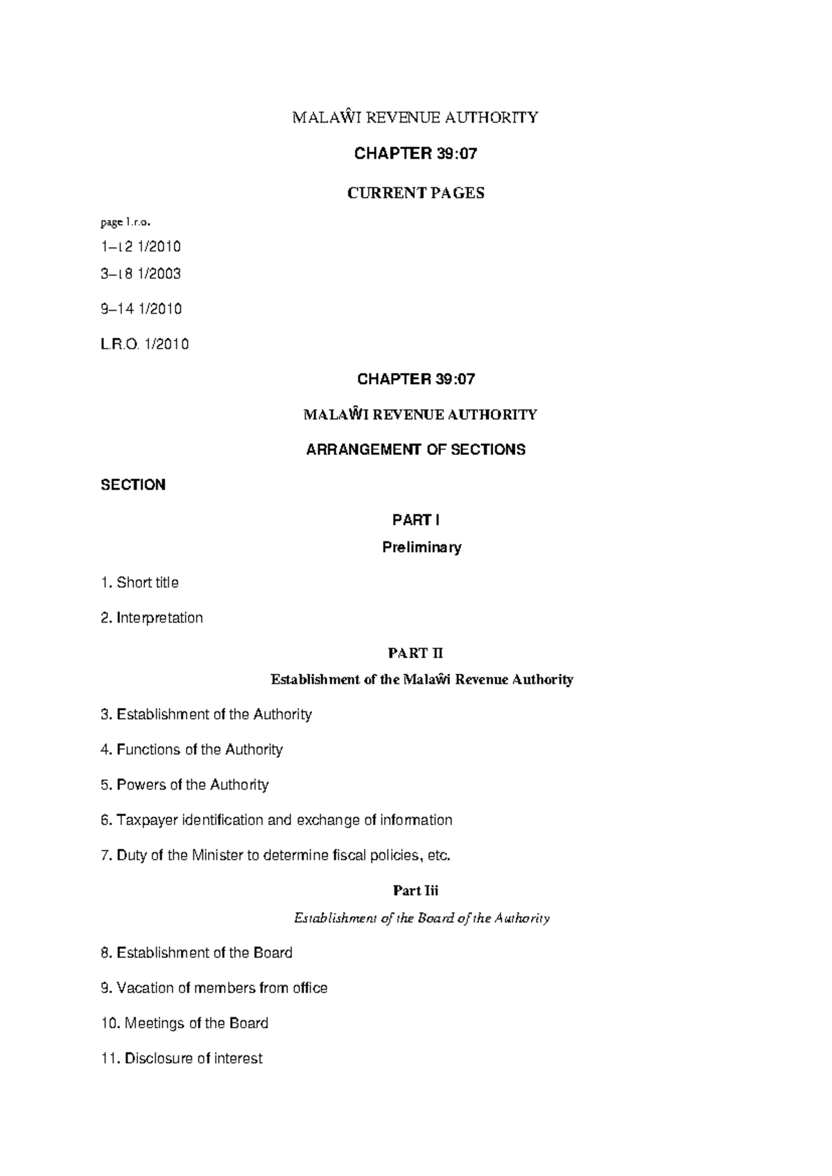 MRA Act: Structure, Functions, and Financial Provisions - Studocu