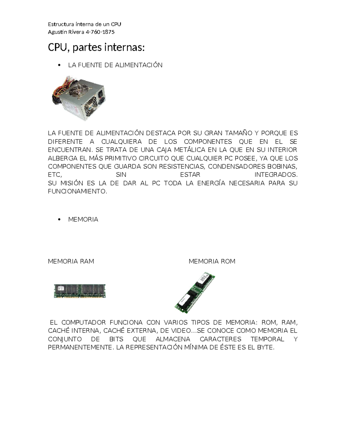 Partes Internas del CPU: Estructura y Funciones Esenciales - Studocu