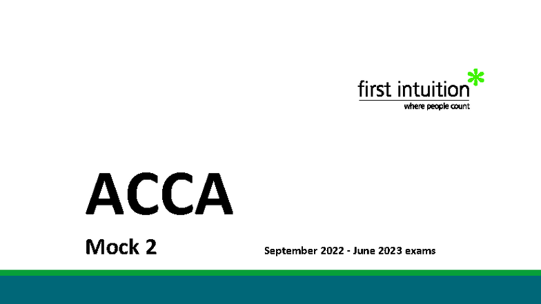 ACCA FM Mock Exam 2 Answers - September 2022 & June 2023 - Studocu