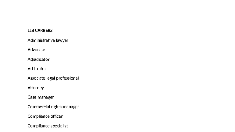 LLB Careers: Legal Professions & Criminal Justice Overview - Studocu