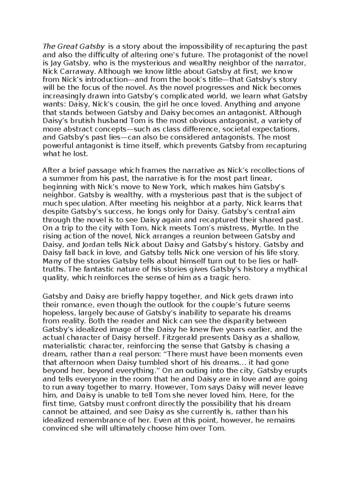 ENG101: Great Gatsby Analysis Essay and Themes Exploration - Studocu