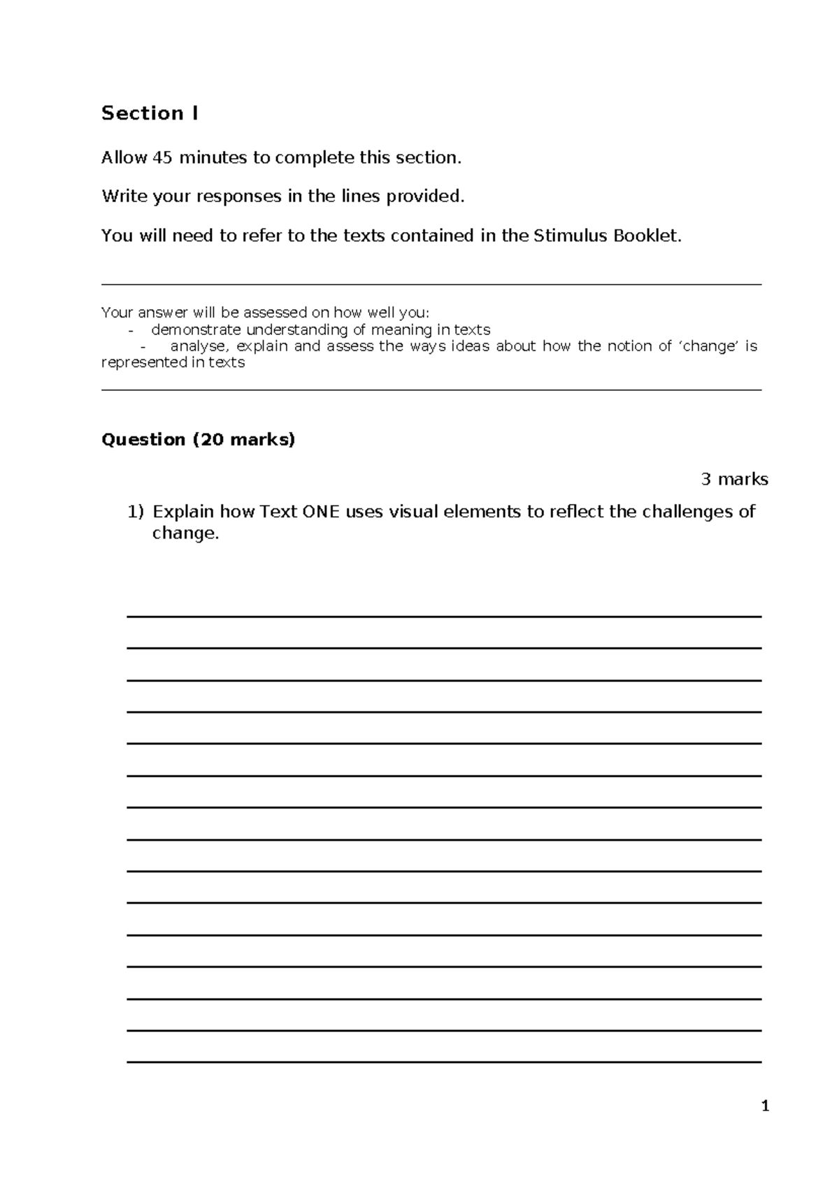 2023 Exam Questions: Analysis of Texts & Selected Poetry - Studocu