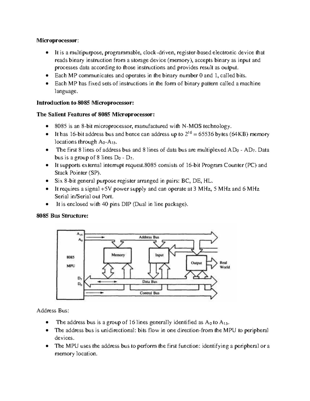 8085 architecture - best of luck for exam - Microprocessor: - It is a multipurpose, programmable ...